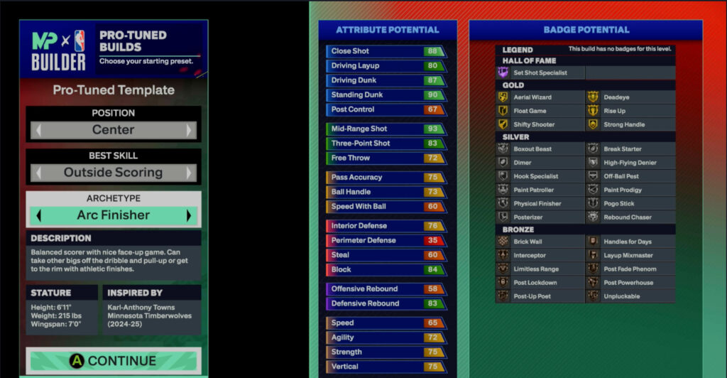 NBA 2K25: How to Create the Arc Finisher Pro-Tuned Center Build | NBA 2KW