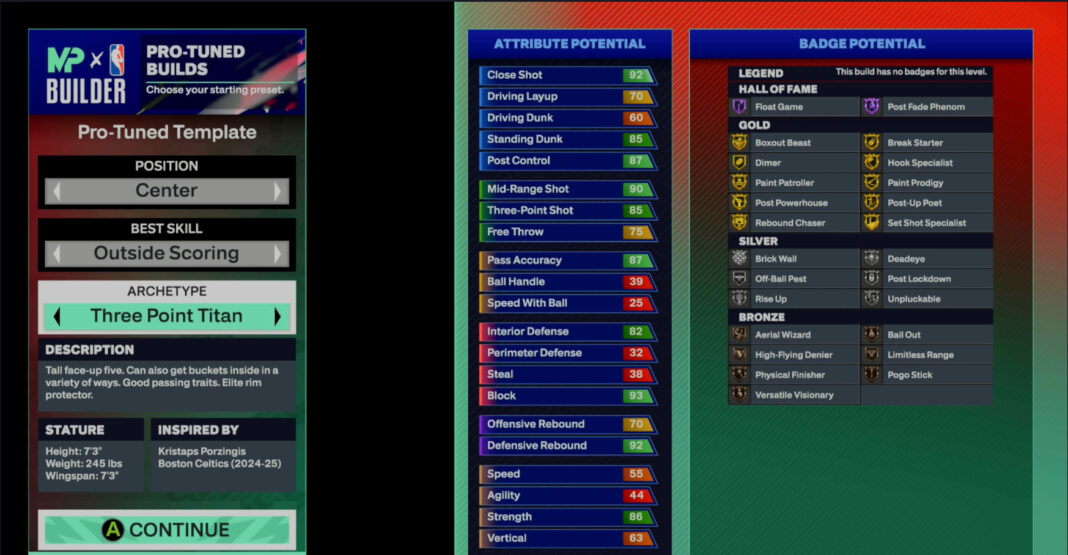 NBA 2K25: How to Create the Three Point Titan Pro-Tuned Center Build ...