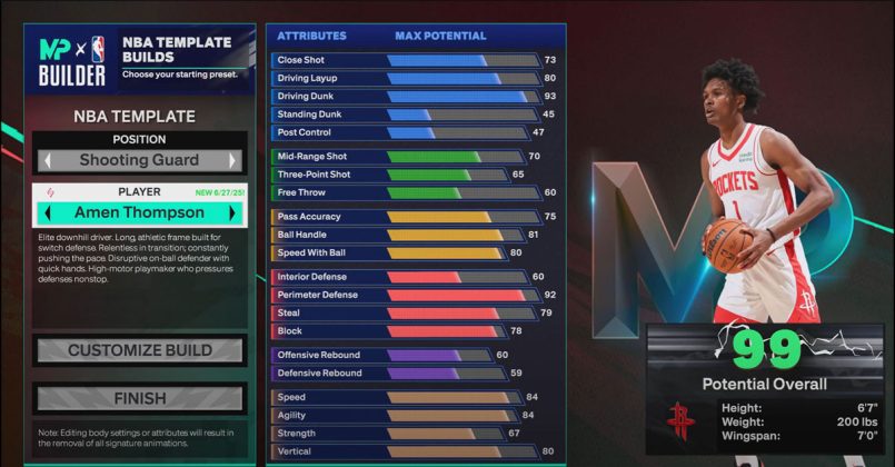 NBA 2K25: How to Create Amen Thompson Template Build | NBA 2KW