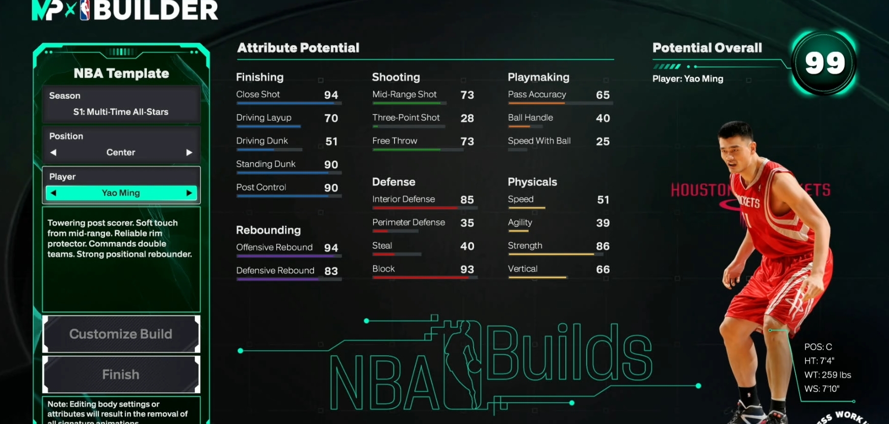 NBA 2K26: How to Create Yao Ming Template Build | NBA 2KW